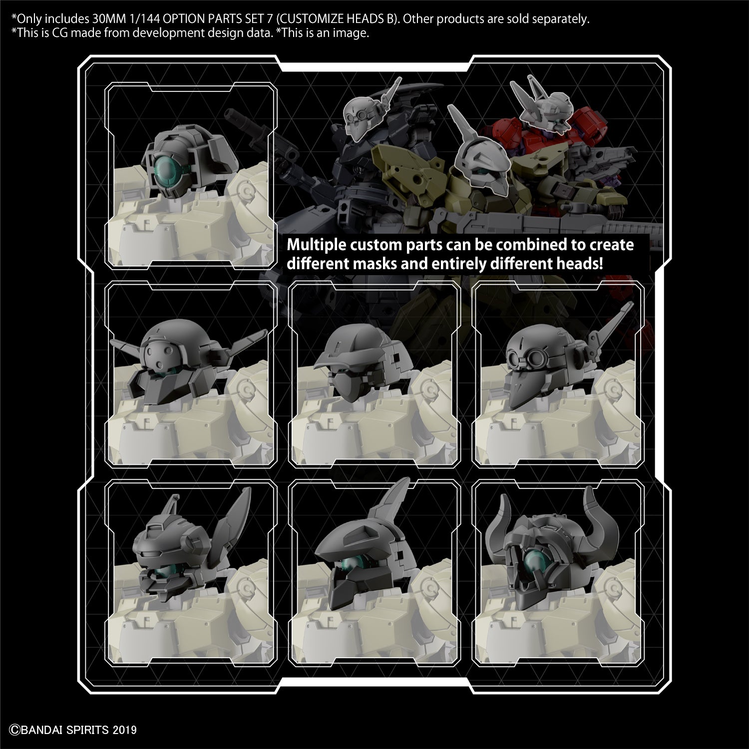 30MM Option Parts Set 7 (Customize Heads B) 1/144 – Toronto Gundam